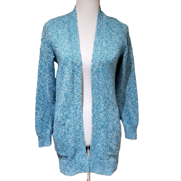 L.L. Bean | Sweaters | Ll Bean Marled Open Front Cardigan Sweater Blue ...